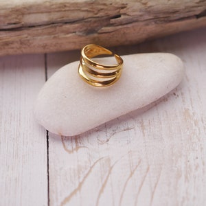 Triple Band Stackable Ring, Three Lines Ring, Three Band Gold Ring ...