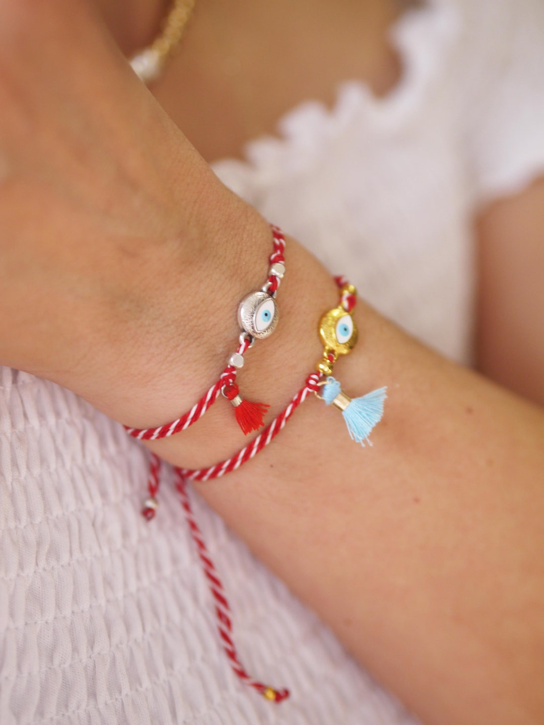Evil Eye Martis Bracelet, Greek March Bracelet, Martisor, Red and White ...
