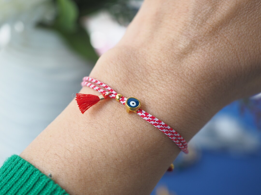 Greek March Bracelet, Evil Eye Martis Bracelet, Martisor, Red and White ...