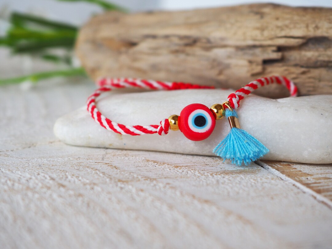 Evil Eye Martis Bracelet, Greek March Bracelet, Martisor, Red and White ...