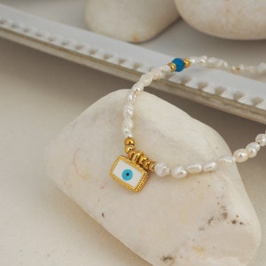 Evil Eye With Freshwater Pearls, Freshwater Pearl Gold Chunky Necklace ...