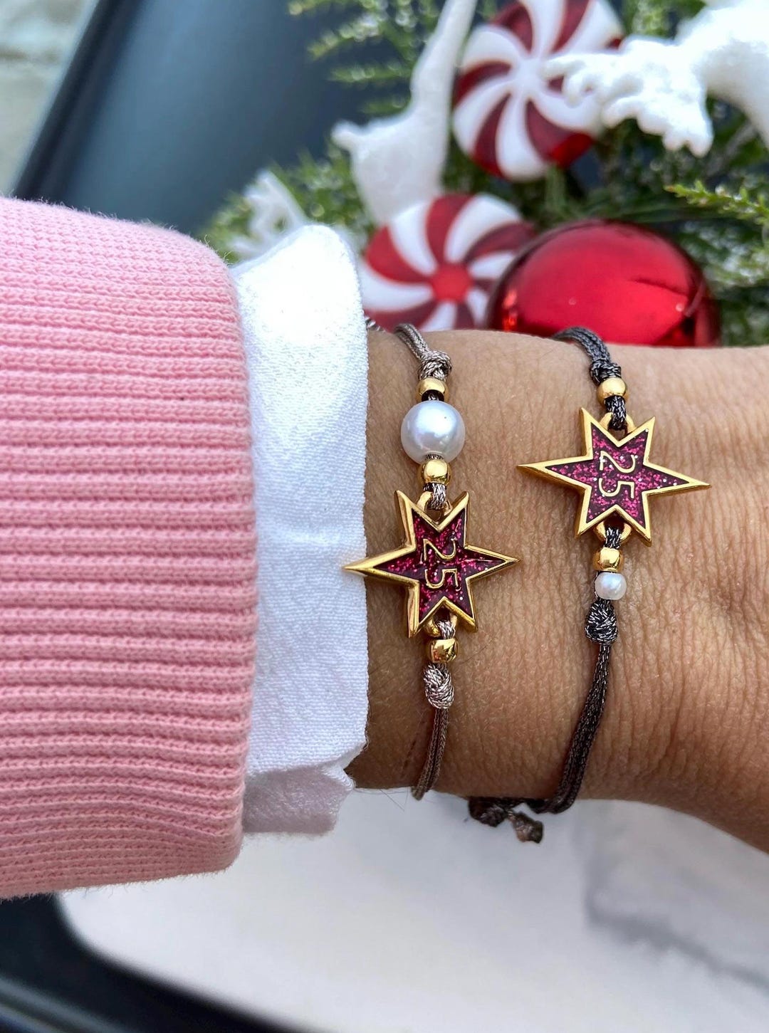 Red Christmas Star Bracelet, New Year Protection Charm, Elegant ...