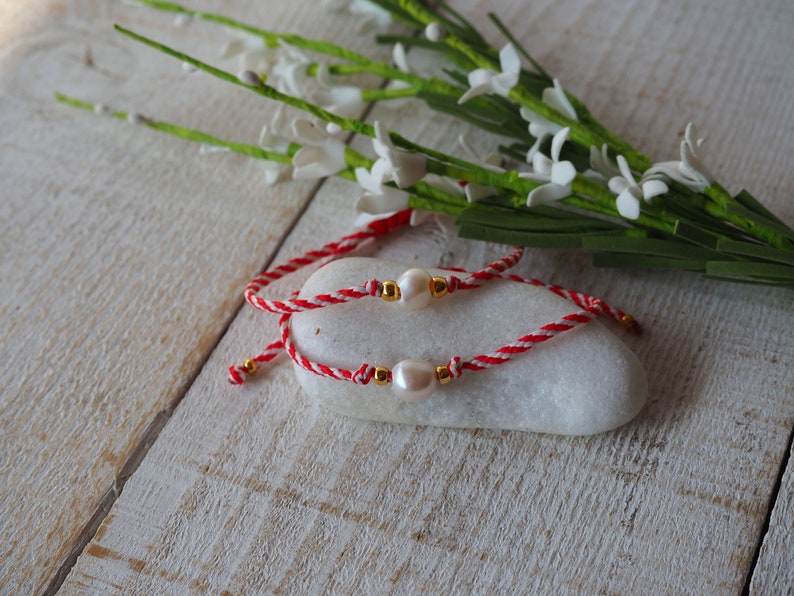 Greek March bracelet Freshwater pearl Martis bracelet | Etsy