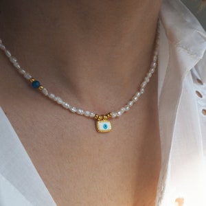 Evil Eye With Freshwater Pearls, Freshwater Pearl Gold Chunky Necklace ...
