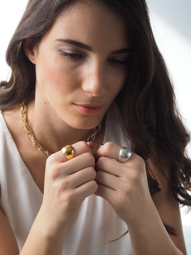 Gold Bold Ring for Women Gold Dome Adjustable Ring Statement - Etsy