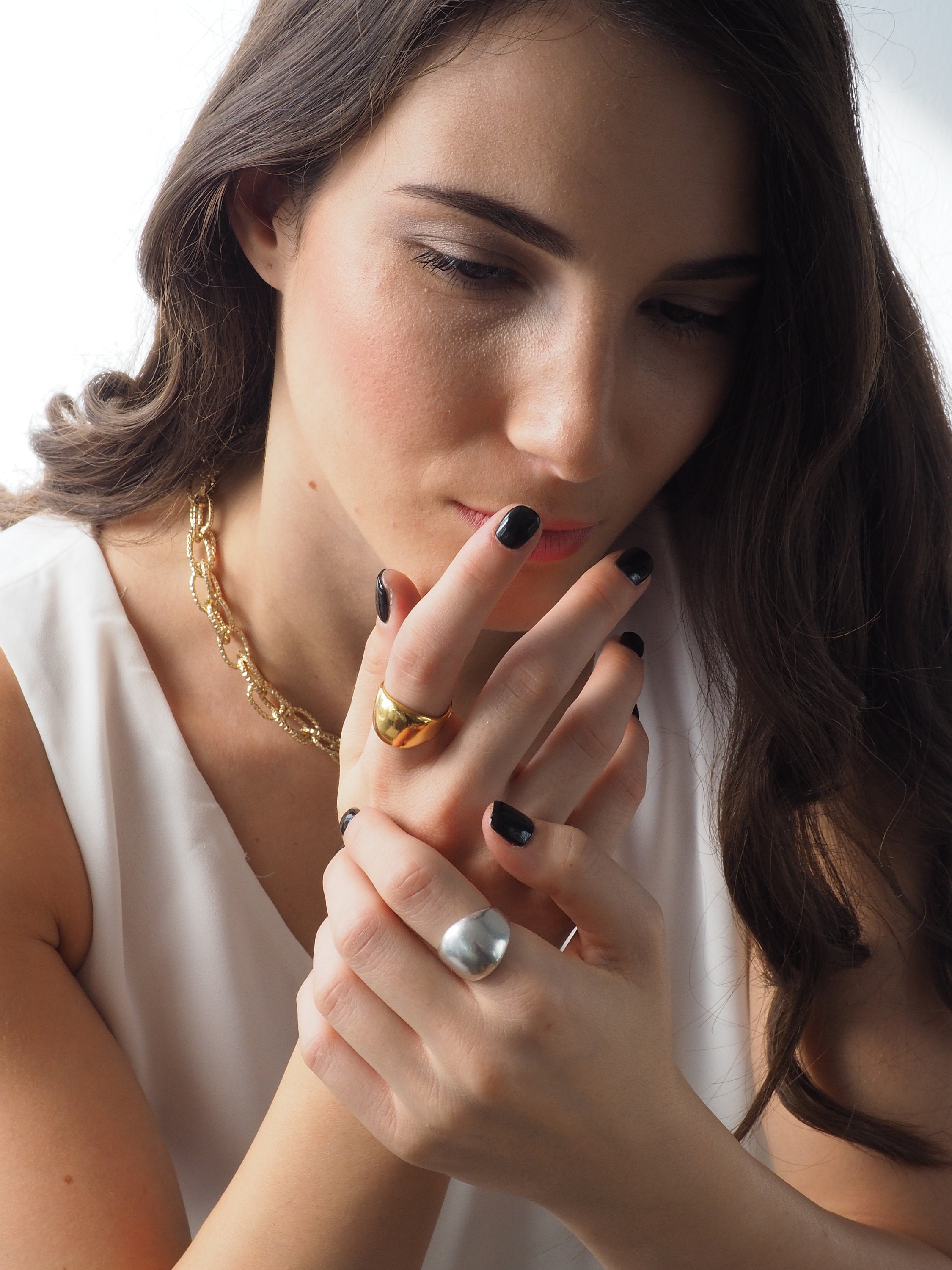 Gold Bold Ring for Women, Gold Dome Adjustable Ring, Statement Ring ...