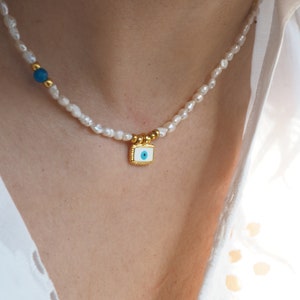 Evil Eye With Freshwater Pearls, Freshwater Pearl Gold Chunky Necklace ...