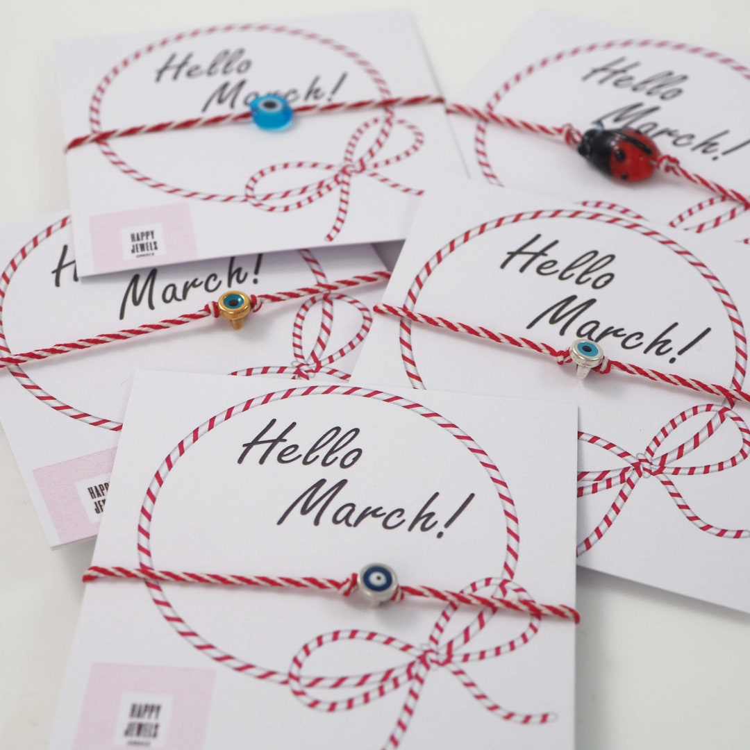 Set of 5 Greek March Bracelets,evil Eye, Martis Bracelet, March for ...