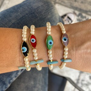 Greek Evil Eye Bracelet, Protection Jewellery, Pears Jewelry for Summer ...
