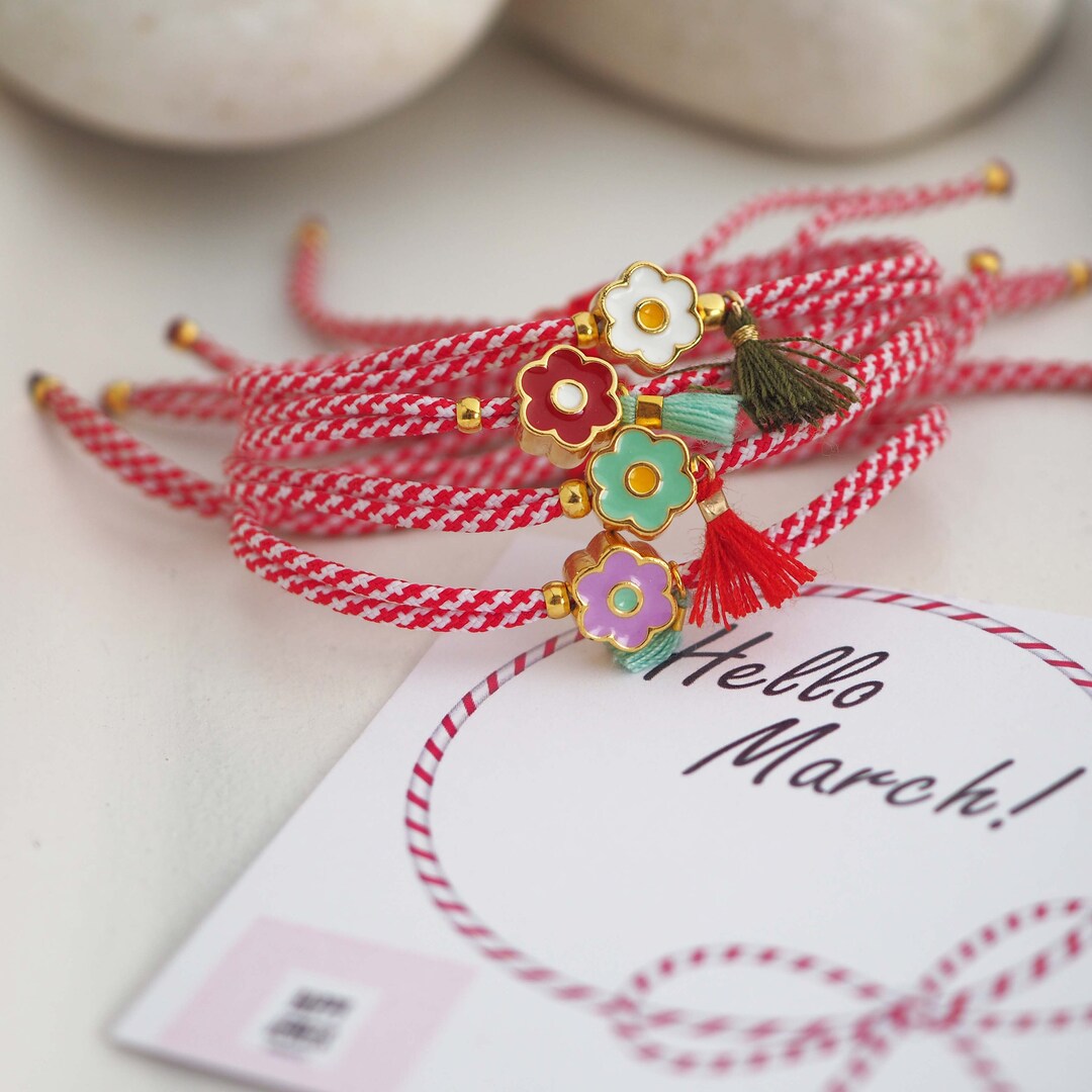 Set of Four March Bracelets, Flower Martis Bracelet, Greek March ...