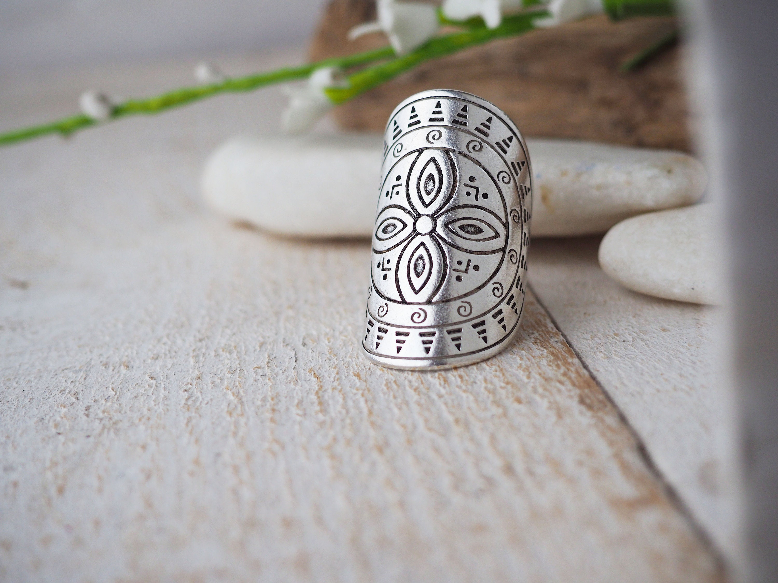 Indie Silver Mandala Statement ring Gypsy and Boho | Etsy