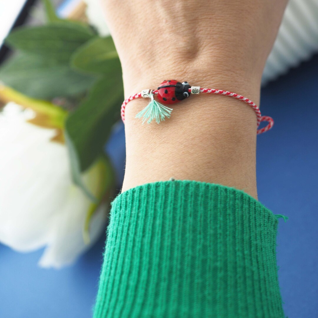 Greek Martis Bracelet: Red Ladybug, Lucky Spring Charm - Etsy
