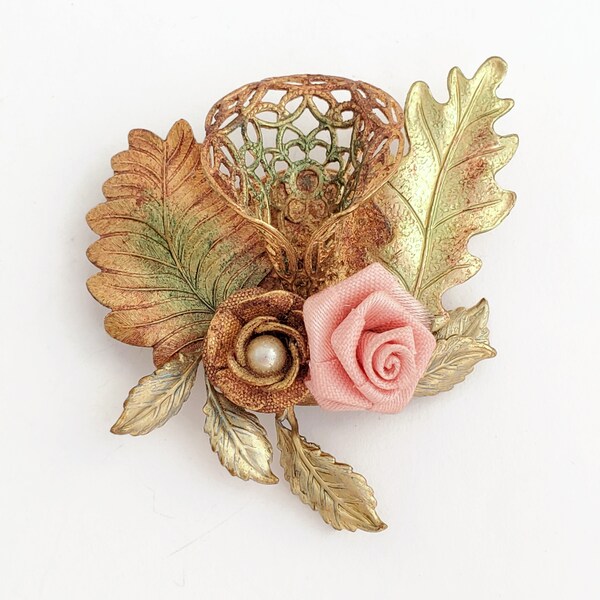 Vintage Rose Brooch - Etsy
