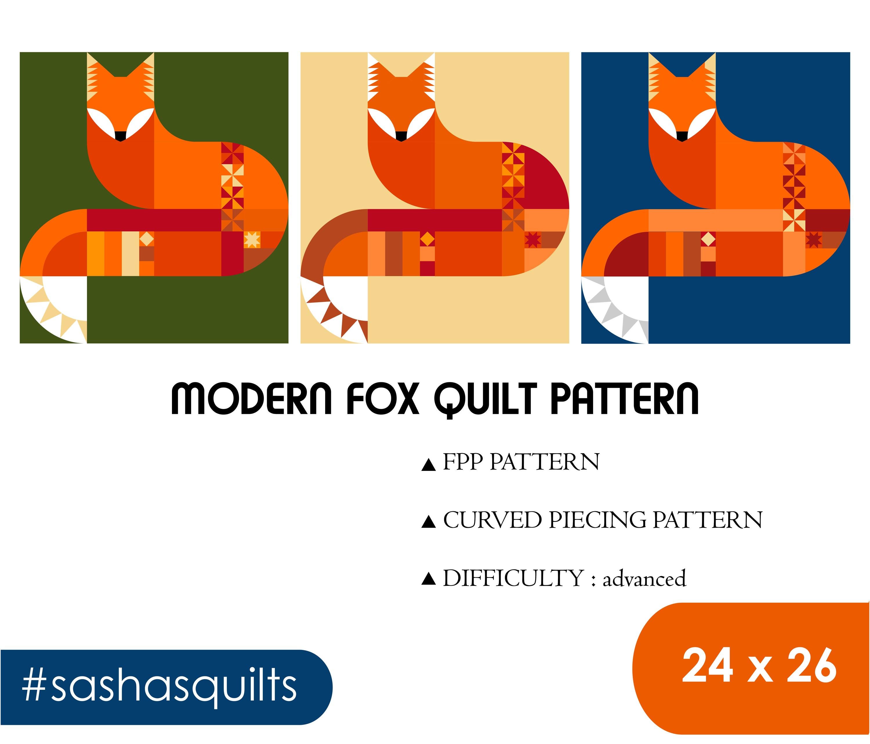 Modern Fox Pattern / FPP and Curved Pattern / PDF Quilt Pattern - Etsy
