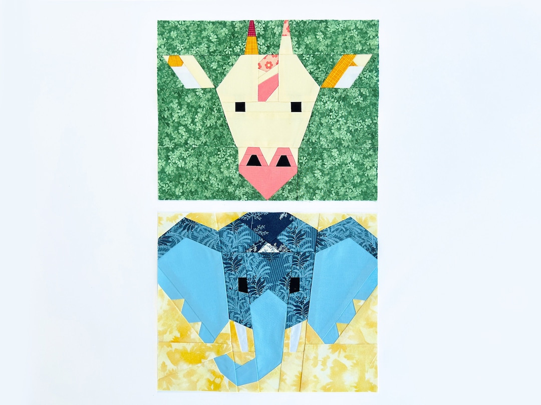 African Animals / Set of 2 Animal Patterms / Elephant / Giraffe / FPP ...