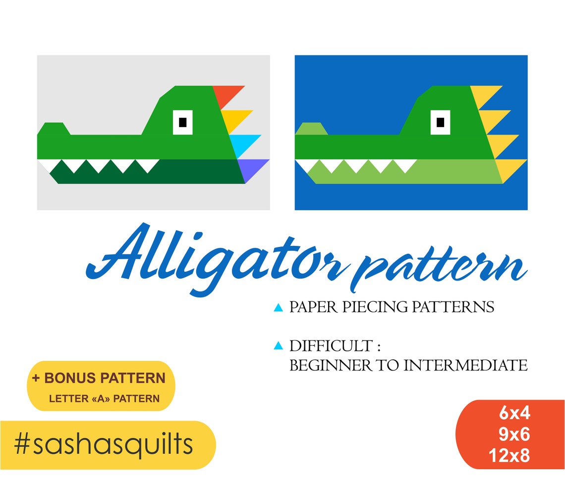Alligator Quilt Pattern / Crocodile / FPP Quilt Pattern / PDF - Etsy