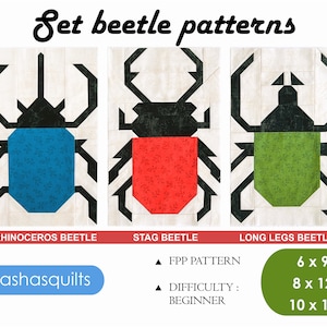 Beetle Quilt Patterns / SET 3 Quilt Block Beetle Patterns / PDF Pattern ...
