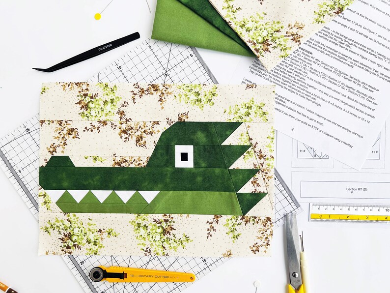Alligator Quilt Pattern / Crocodile / FPP Quilt Pattern / PDF - Etsy