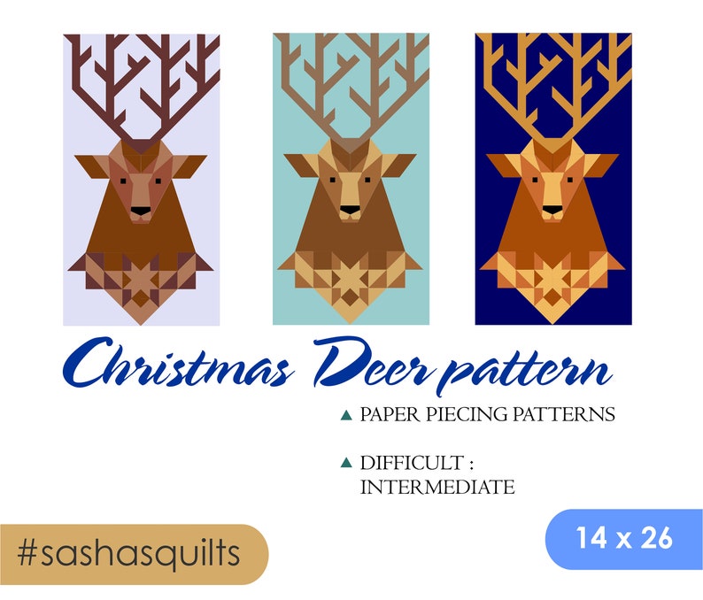 Christmas Deer Quilt Pattern / PDF Pattern / Foundation Paper - Etsy