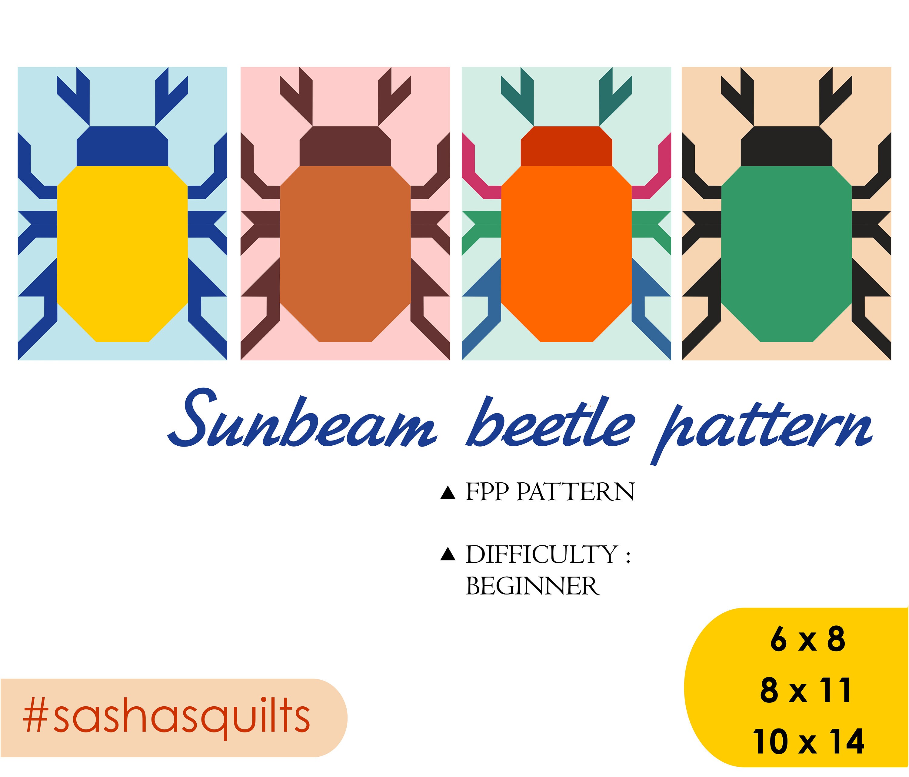 Beetle Quilt Patterns / SET 3 Quilt Block Beetle Patterns / PDF Pattern ...