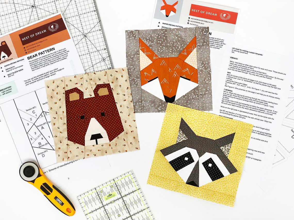 Quilt Block Bear / PDF Pattern / Paper Piecing Quilt Patterns / Bear ...