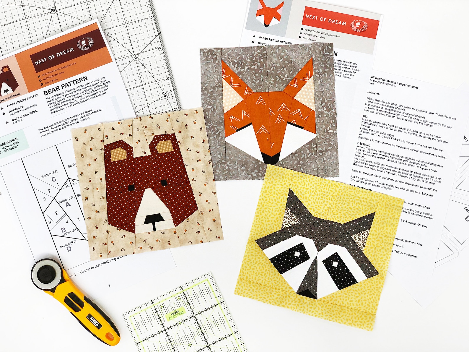 Quilt Block Bear / PDF Pattern / Paper Piecing Quilt Patterns | Etsy