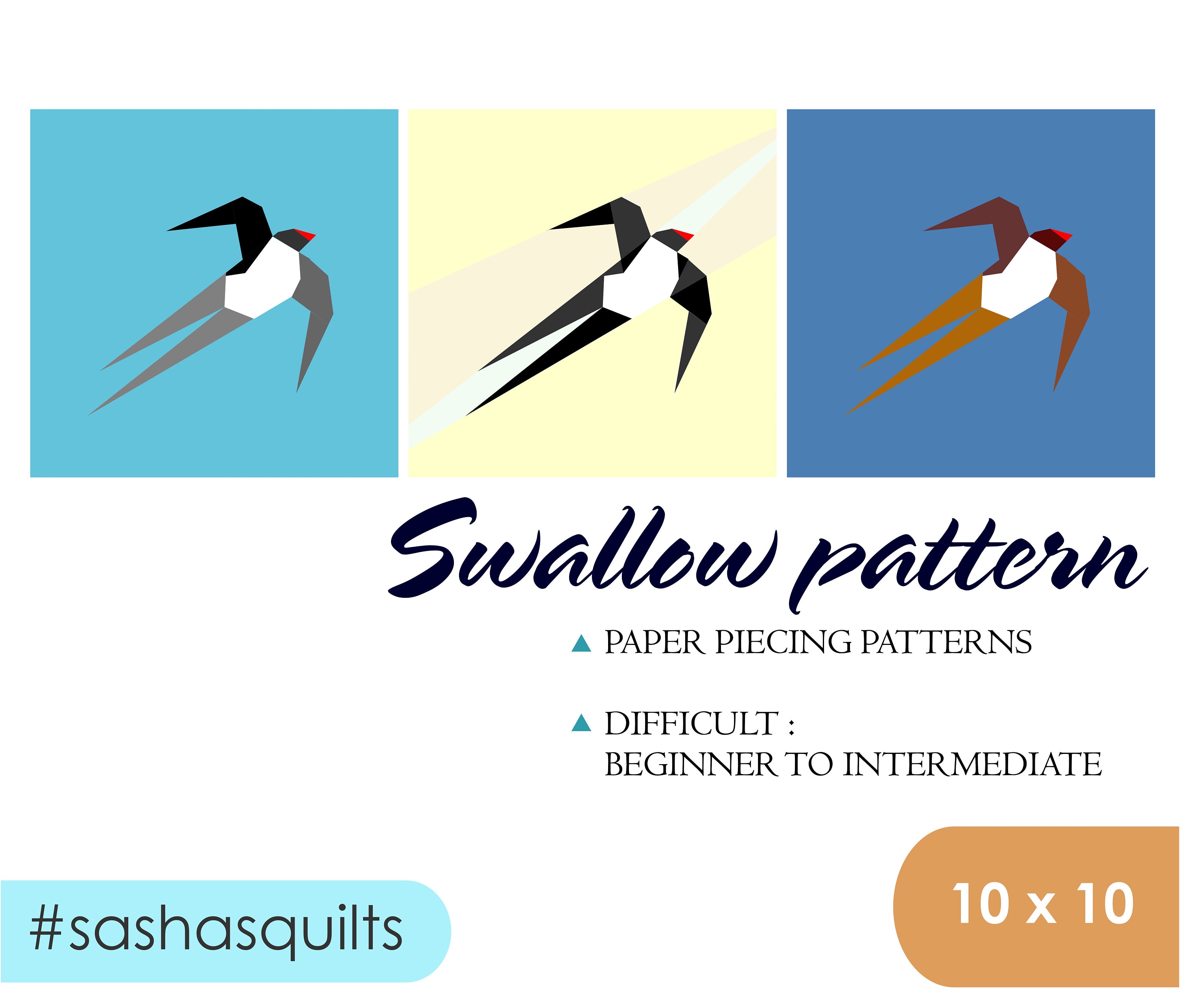 Quilt Block Swallow / PDF Pattern / Paper Piecing Quilt - Etsy
