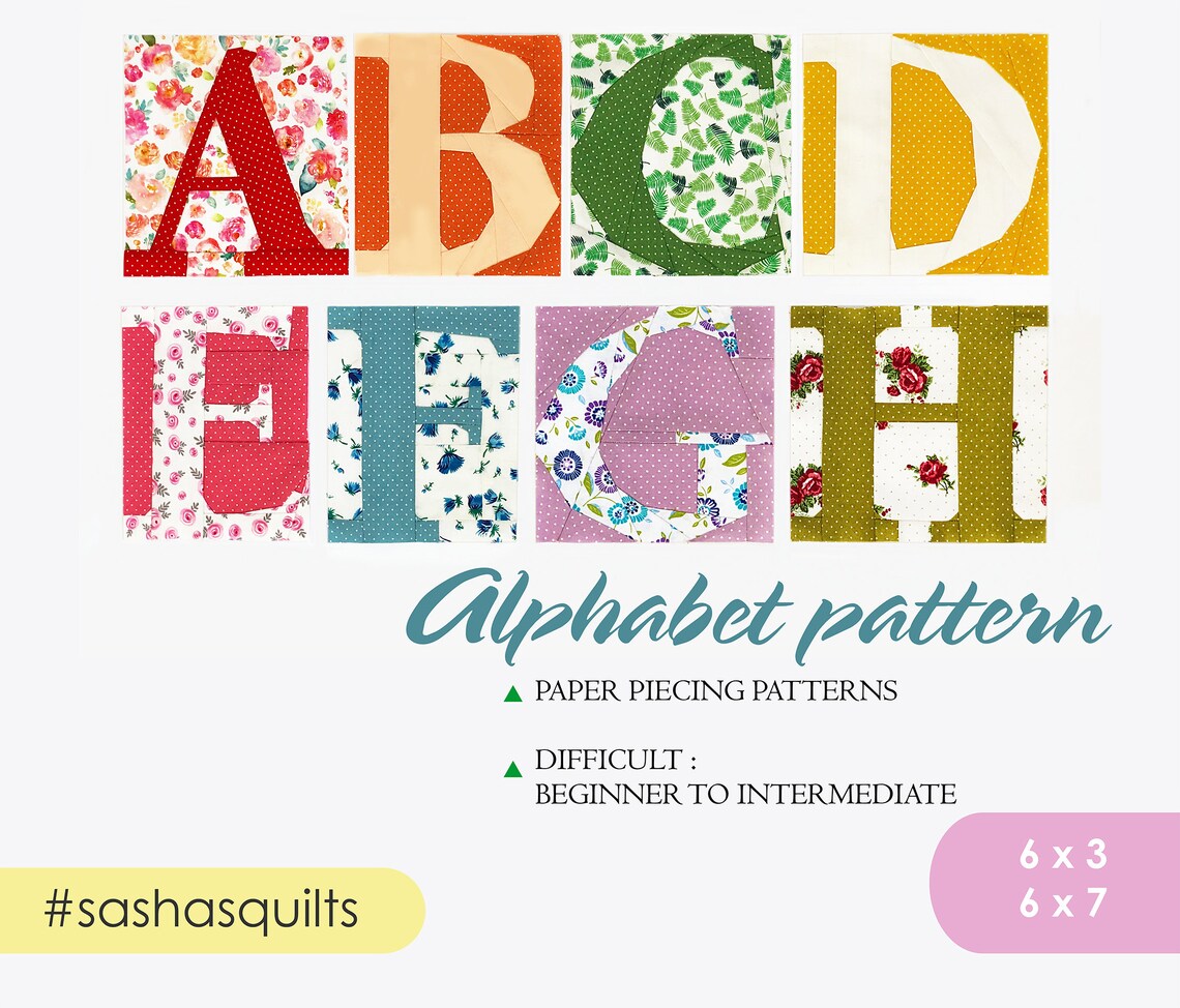 Quilt block alphabet / PDF pattern / Paper piecing quilt | Etsy