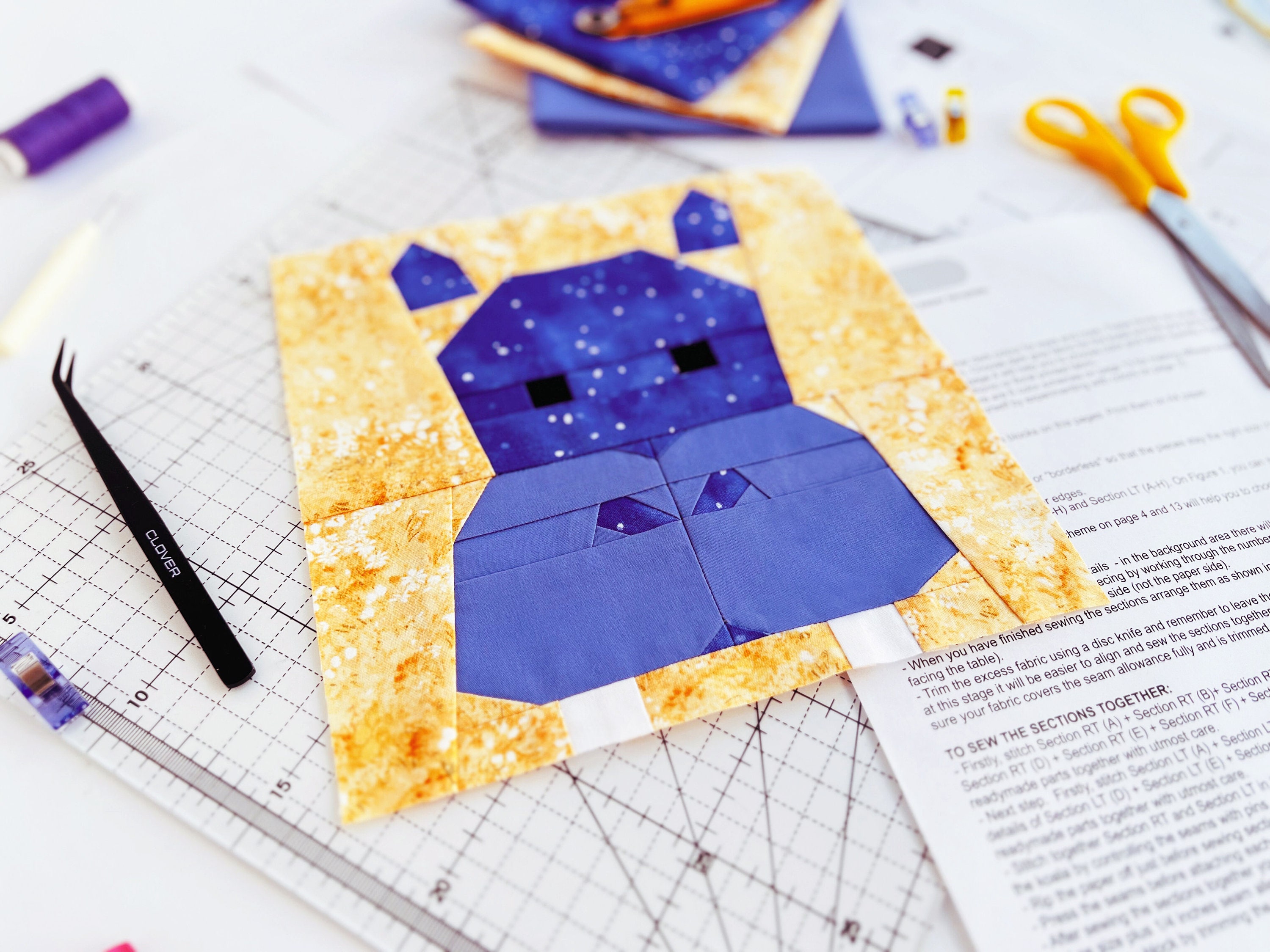 Hippo Quilt Pattern / PDF Pattern / Foundation Paper Piecing / - Etsy UK