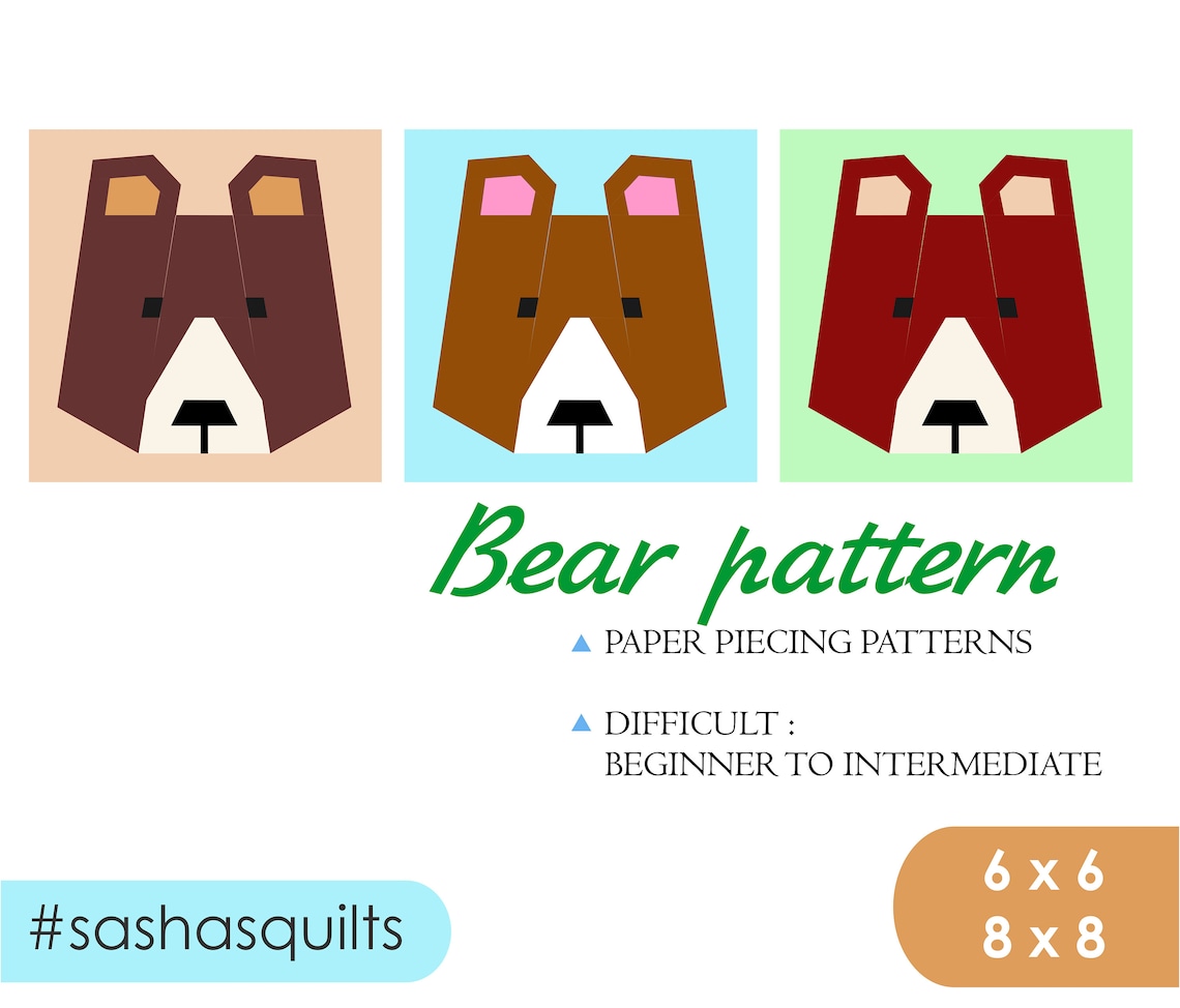 Quilt Block Bear / PDF Pattern / Paper Piecing Quilt Patterns | Etsy