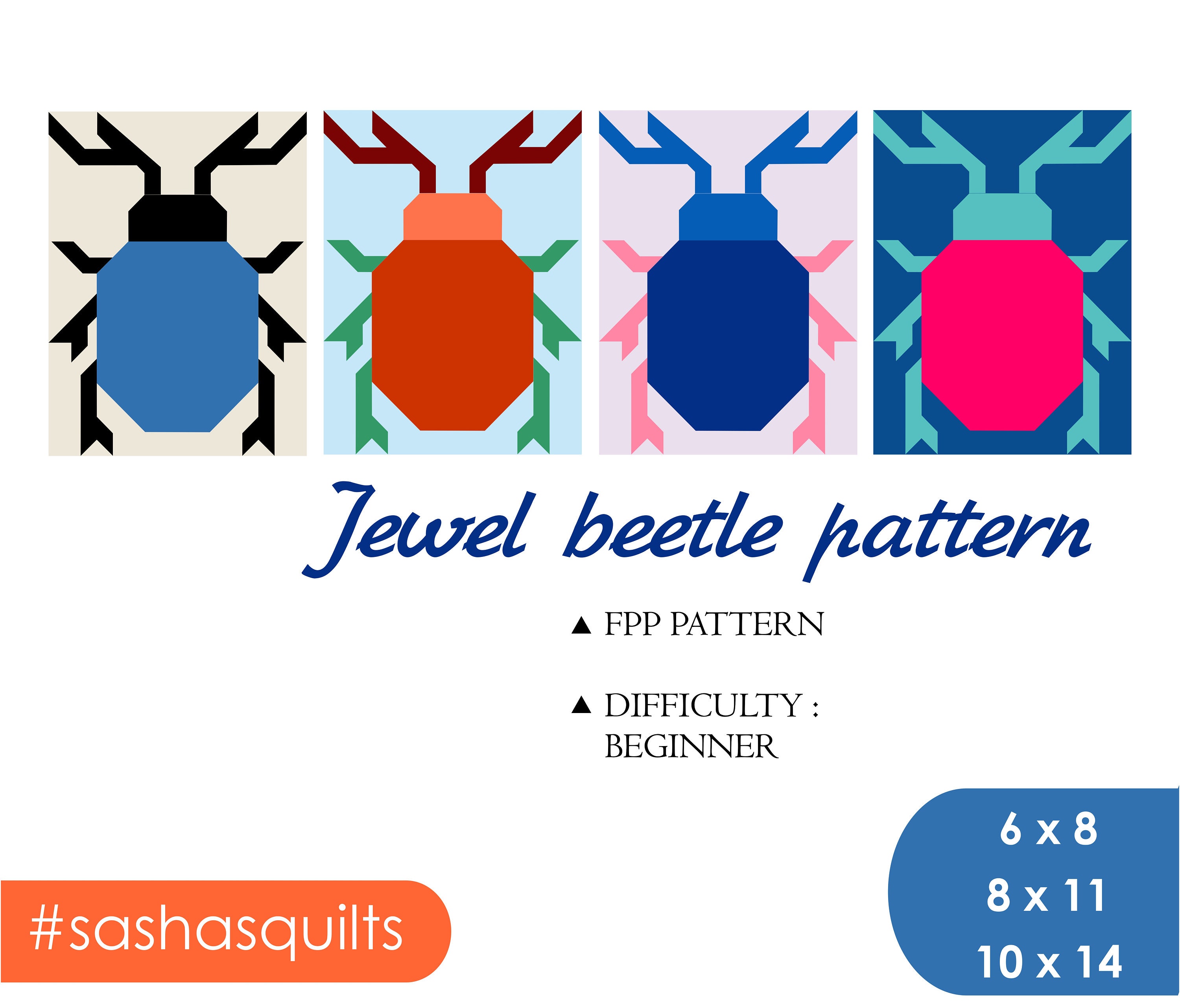 Beetle Quilt Patterns / SET 3 Quilt Block Beetle Patterns / PDF Pattern ...