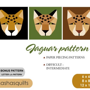 Jaguar Quilt Pattern / PDF Pattern / Foundation Paper Piecing / FPP ...