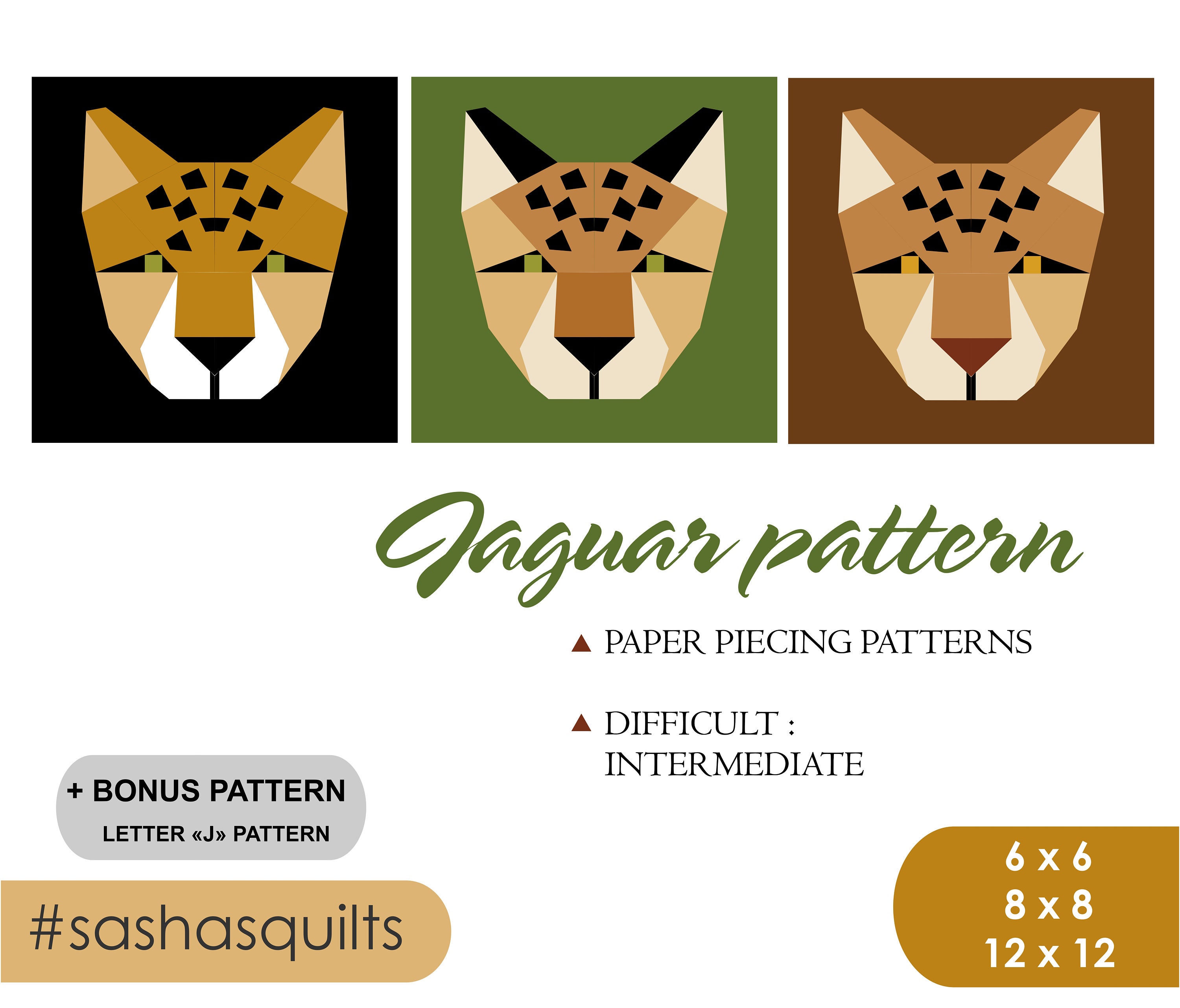 Jaguar Quilt Pattern / PDF Pattern / Foundation Paper Piecing / FPP ...