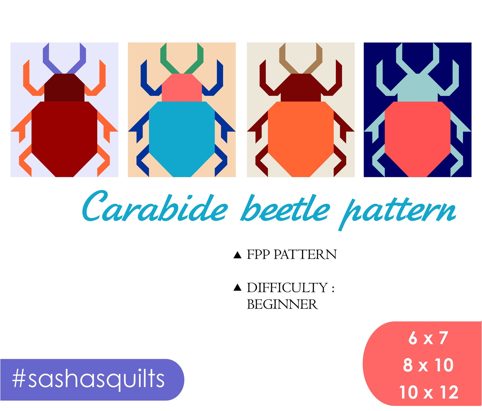 Beetle Quilt Patterns / SET 3 Quilt Block Beetle Patterns / PDF Pattern ...