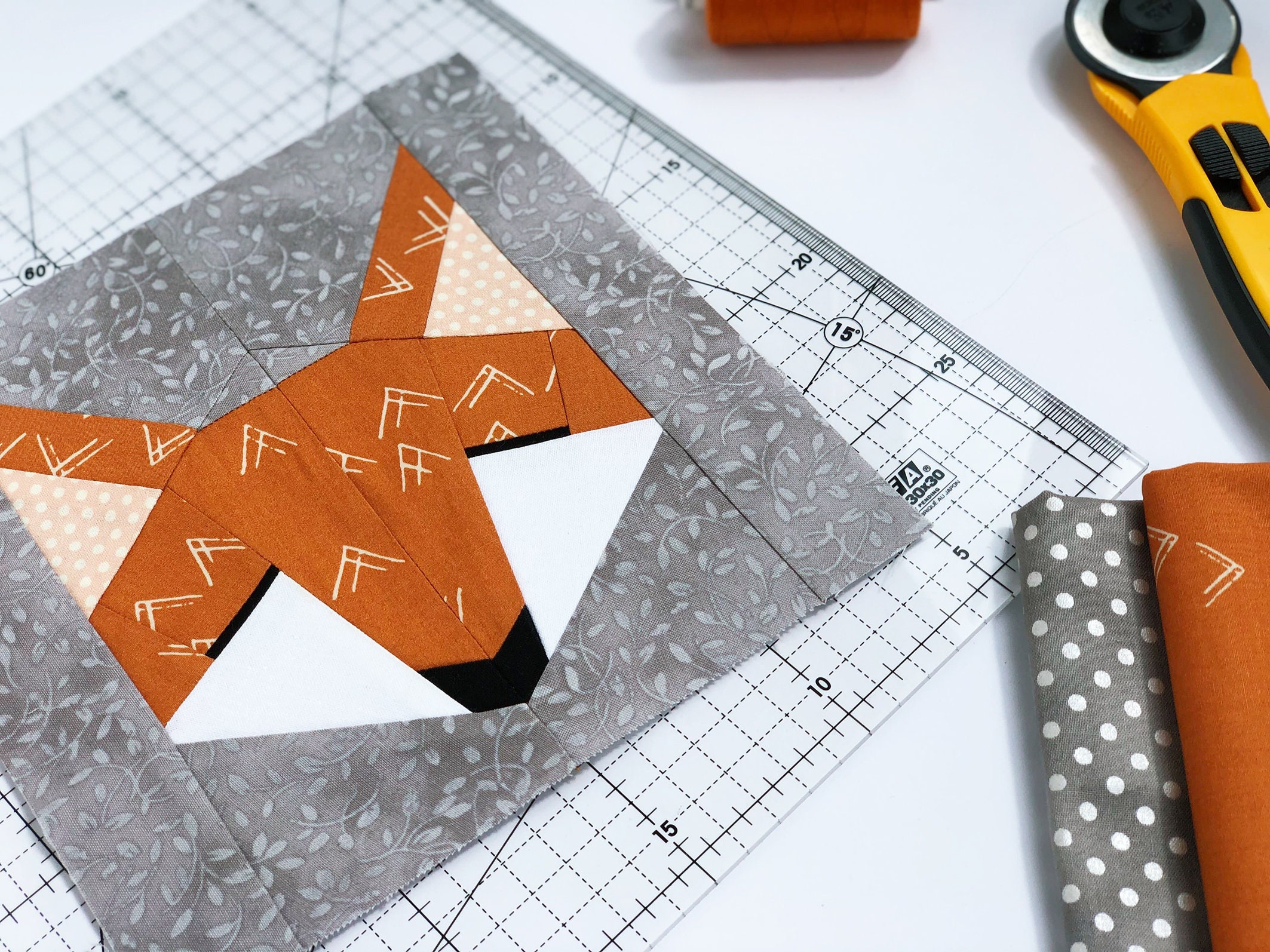Fox pattern / Quilt block / PDF pattern / Paper piecing quilt | Etsy