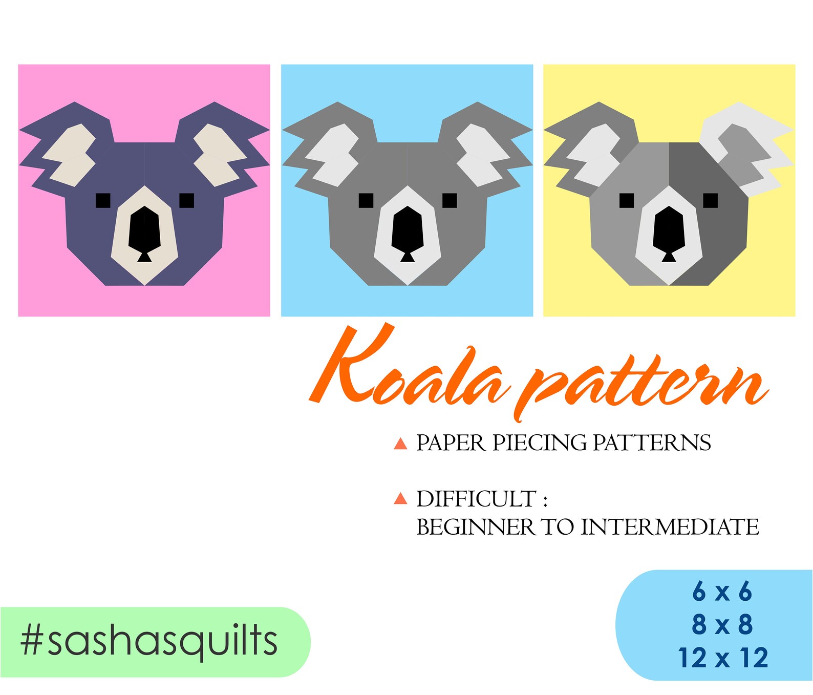 Koala Quilt Pattern / PDF Pattern / Foundation Paper Piecing / FPP ...
