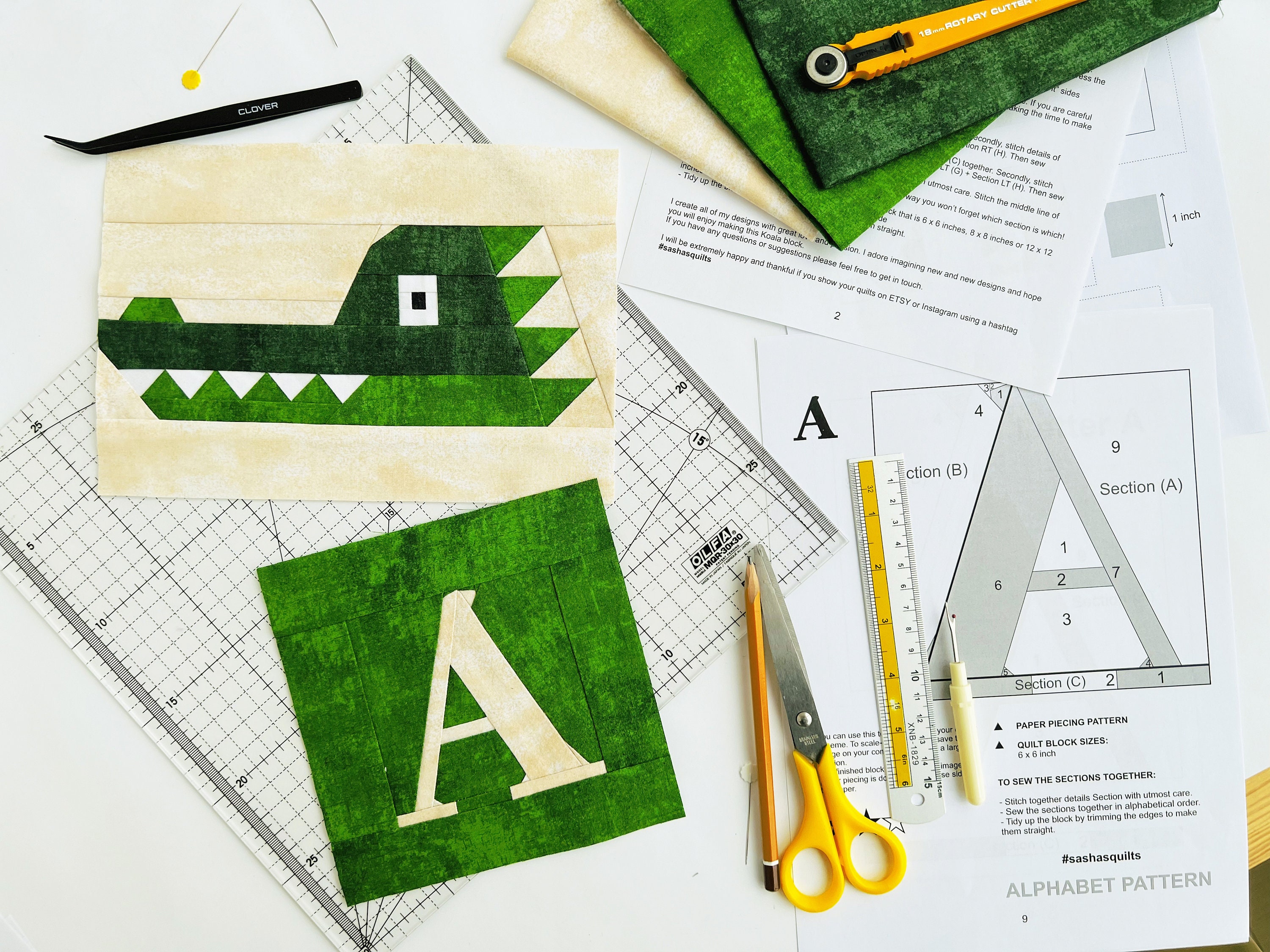 Alligator Quilt Pattern / Crocodile / FPP Quilt Pattern / PDF - Etsy
