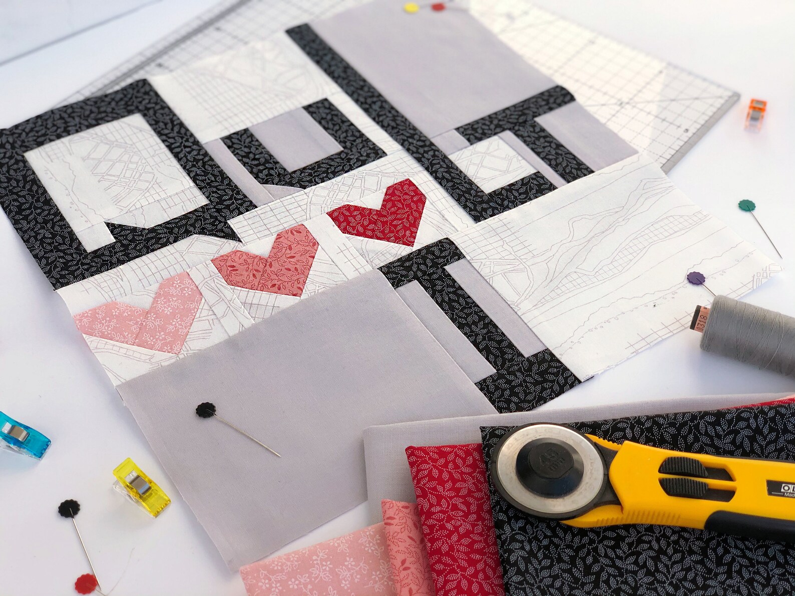 Quilt Love / PDF Pattern / Paper Piecing Pattern / Quilt Block - Etsy