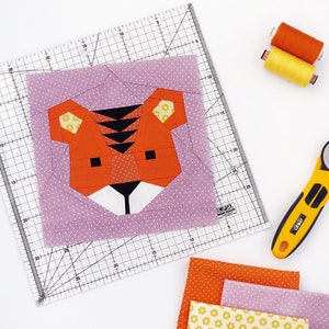 Tiger Quilt Block / PDF Pattern / Animal Faces / Paper Piecing Quilt ...