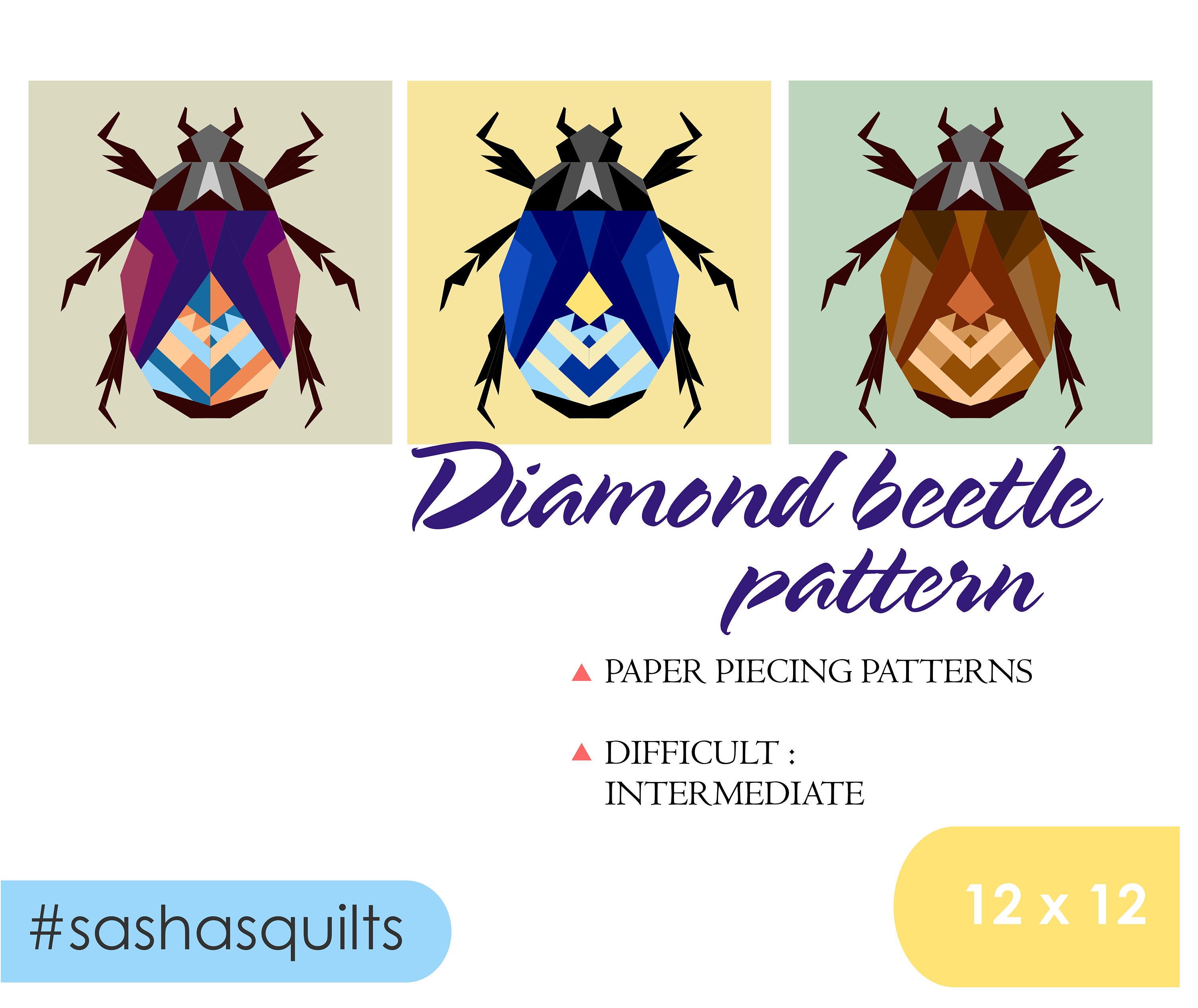 Beetle Pattern / Quilt Block Beetle / PDF Pattern / Paper - Etsy