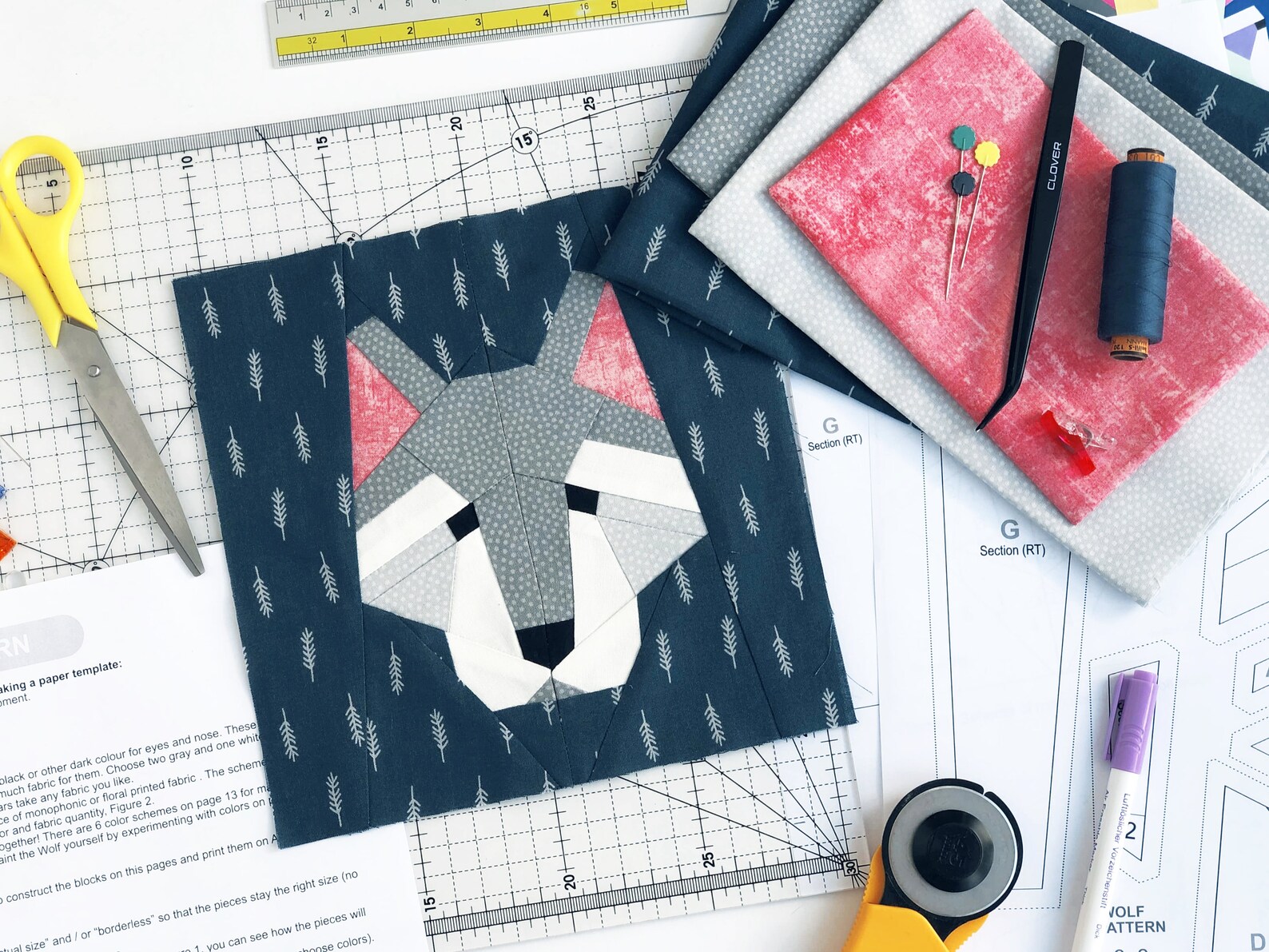 Wolf Quilt Pattern / PDF Pattern / Foundation Paper Piecing / - Etsy