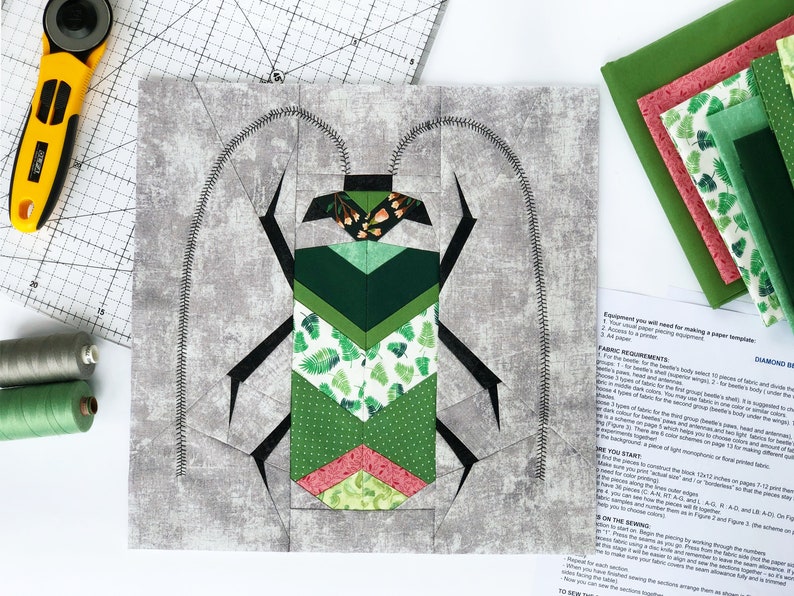 Quilt Block Beetle / PDF Pattern / Paper Piecing Quilt Patterns ...