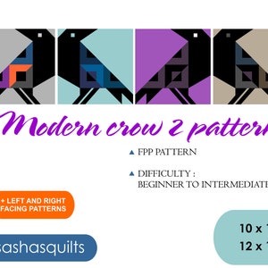 Set Modern Crow Patterns / Raven / Bird FPP Patterns / PDF - Etsy