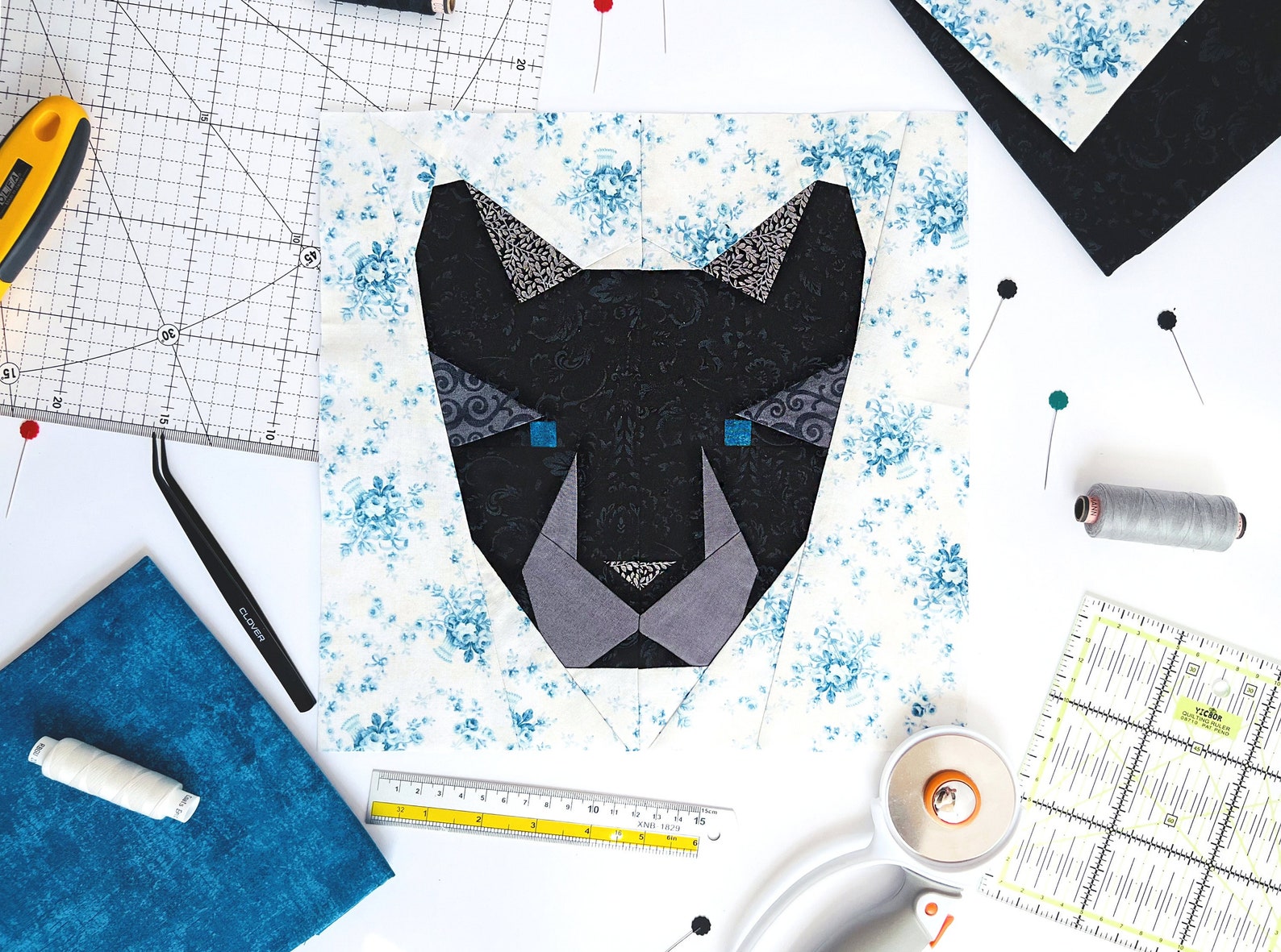 Panthera Quilt Pattern / PDF Pattern / Animal Face / Foundation Paper ...