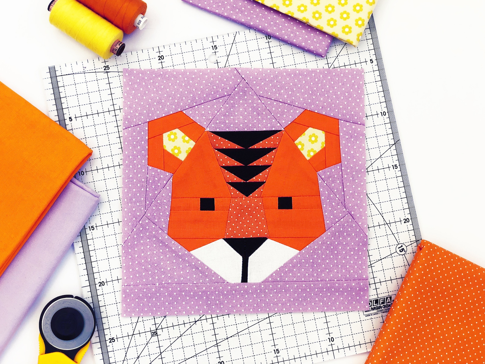 Tiger Quilt Block / PDF Pattern / Animal Faces / Paper Piecing - Etsy
