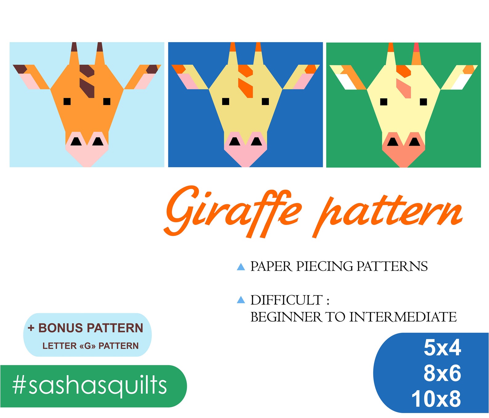 Giraffe Quilt Pattern / PDF Pattern / Foundation Paper Piecing - Etsy Canada