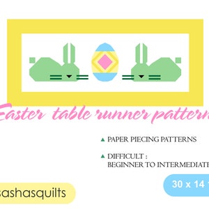 Easter Tabel Runner Pattern / Bunny and Egg / Foundation Paper Piecing ...