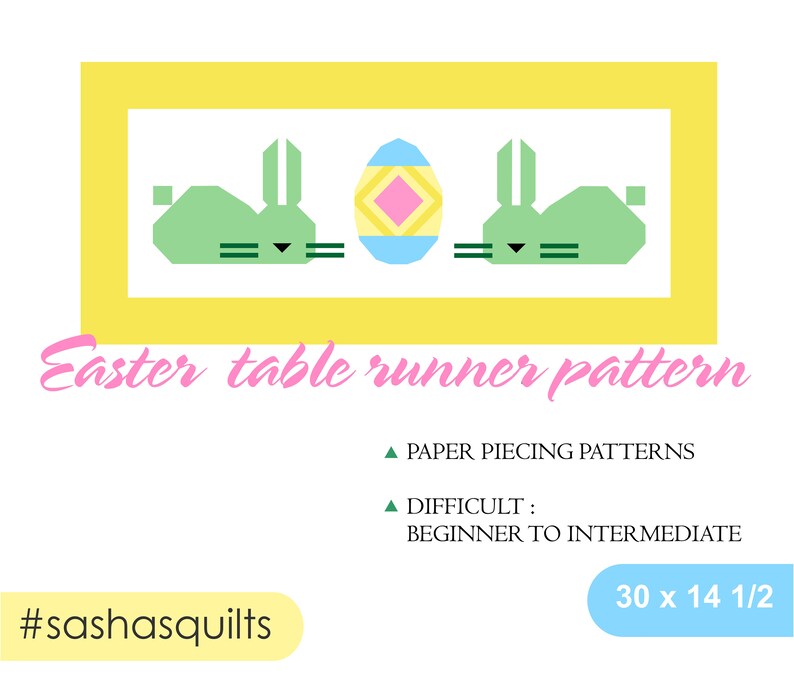 Easter Tabel Runner Pattern / Bunny and Egg / Foundation Paper - Etsy
