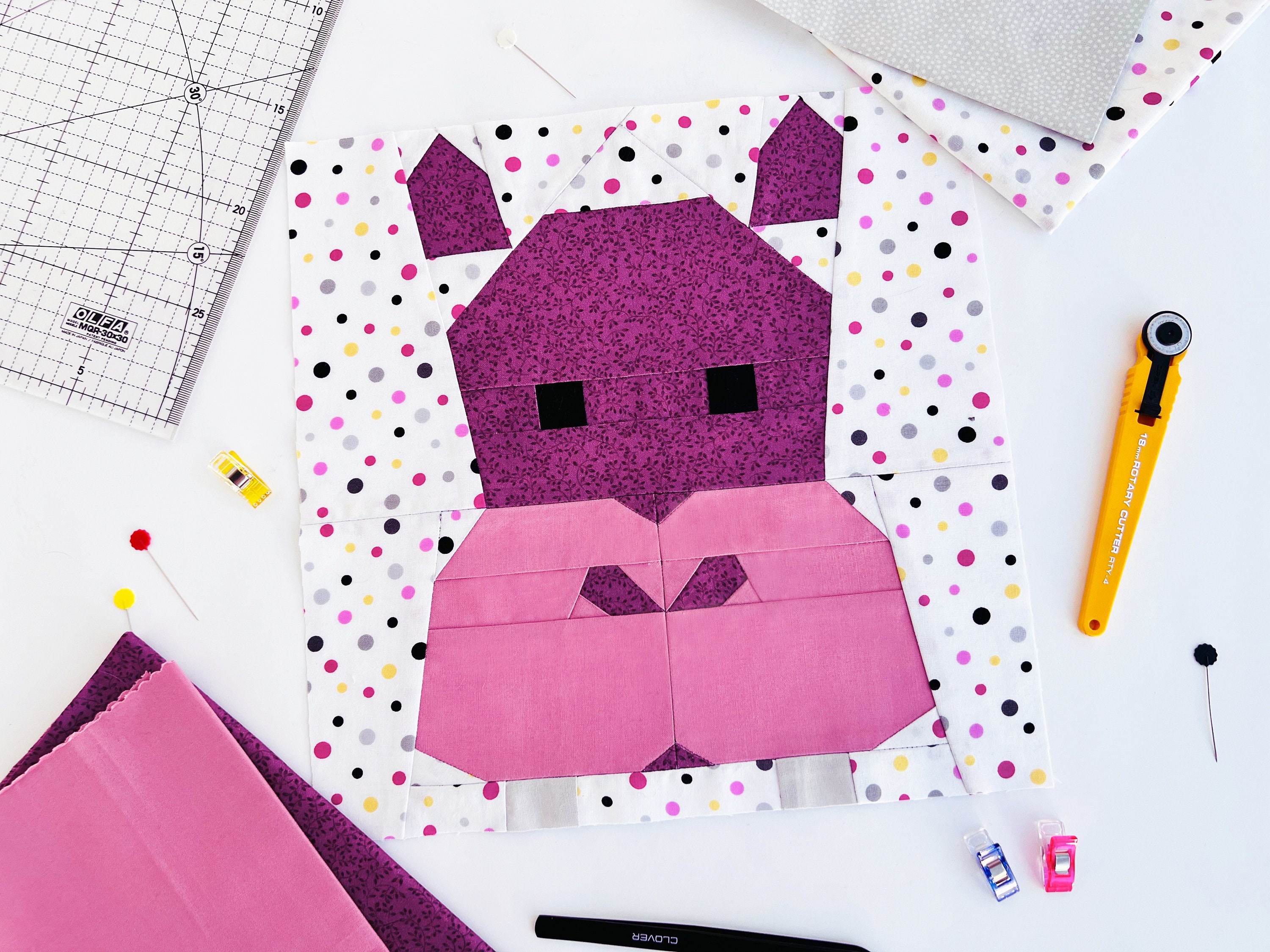 Hippo Quilt Pattern / PDF Pattern / Foundation Paper Piecing / - Etsy UK