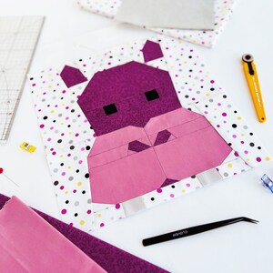 Hippo Quilt Pattern / FPP Patterns / PDF / Animal Faces - Etsy